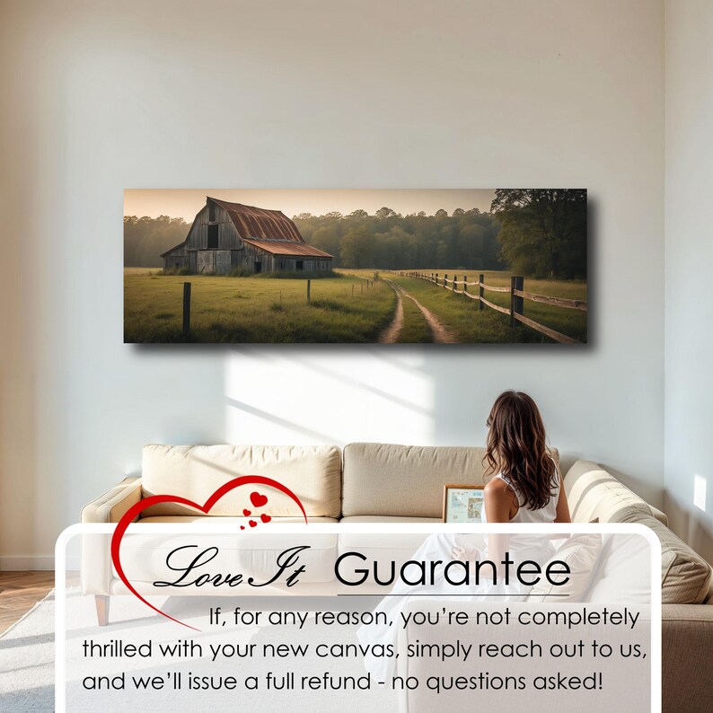 Rustic Barn & Country Road Wall Art | Panoramic Farmhouse Landscape ...