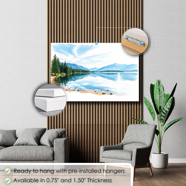 Mountain Lake Reflection Wall Art | Serene Forest Landscape Canvas ...