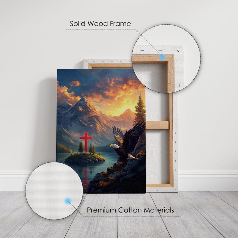 Christian Mountain Cross Art | Faith Canvas Wall Art & Poster | Eagle ...