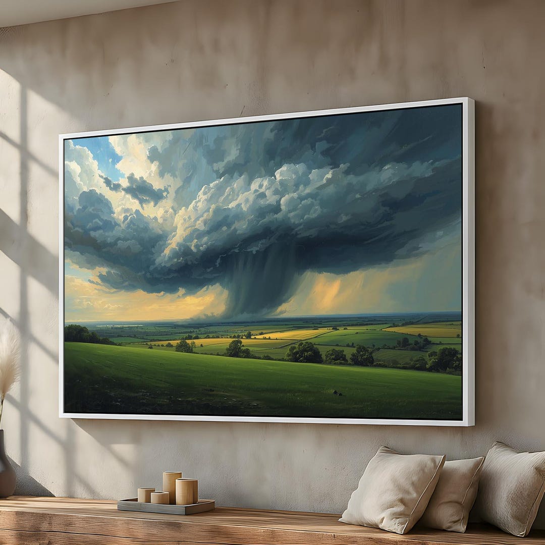 Dramatic Storm Cloud Wall Art | Cinematic Thunderstorm Landscape Canvas ...