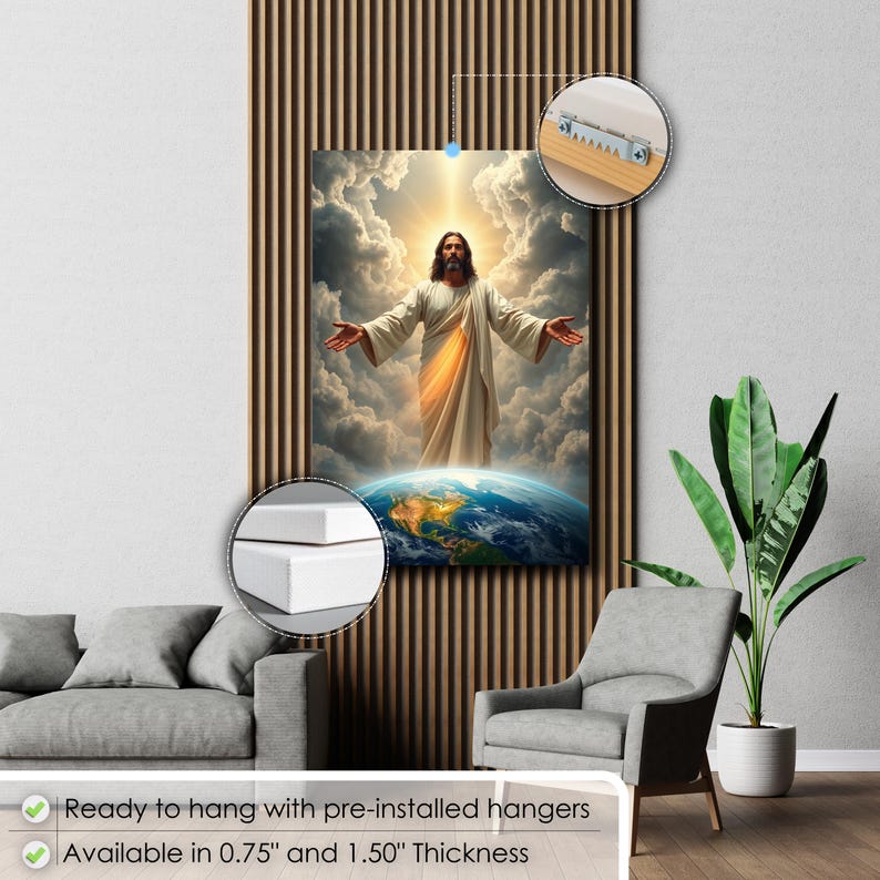 Jesus Over the Earth Wall Art | Ready to Hang Canvas | Christian ...