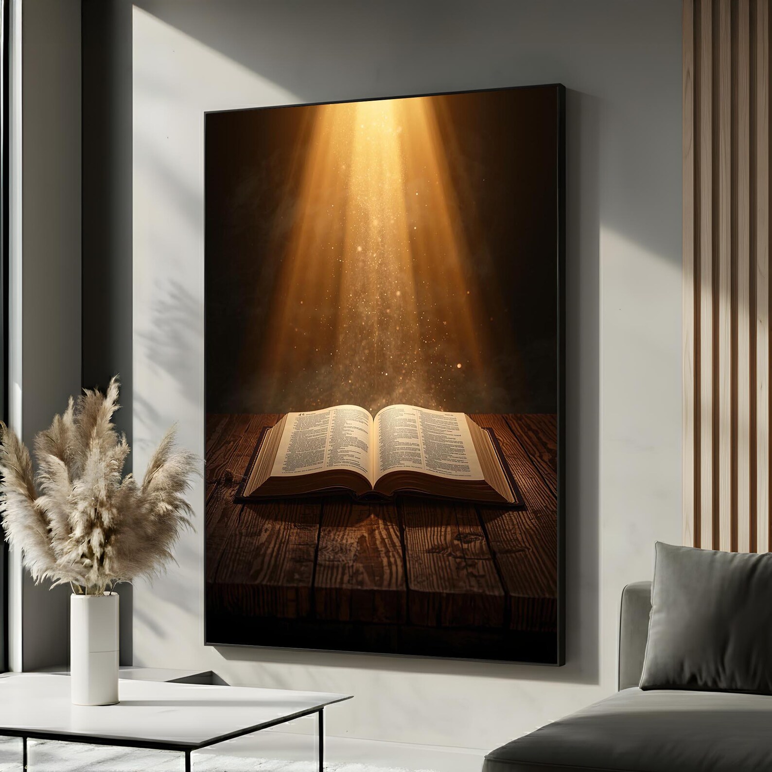 Open Bible Christian Art | Faith Canvas Wall Art Poster | Glowing ...
