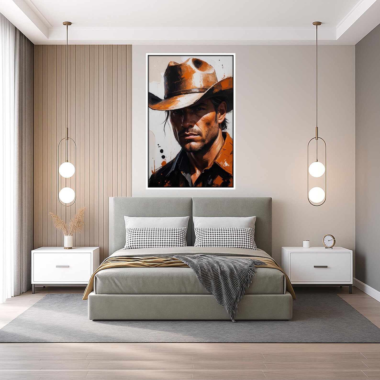 Cowboy Portrait Canvas | Rustic Western Wall Art | Gritty Modern Cowboy ...