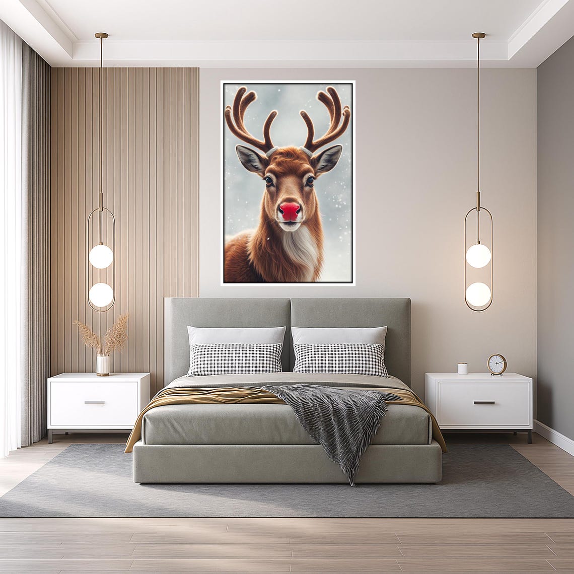 Rudolph Red-nosed Reindeer Art | Cute Christmas Animal Poster | Festive ...
