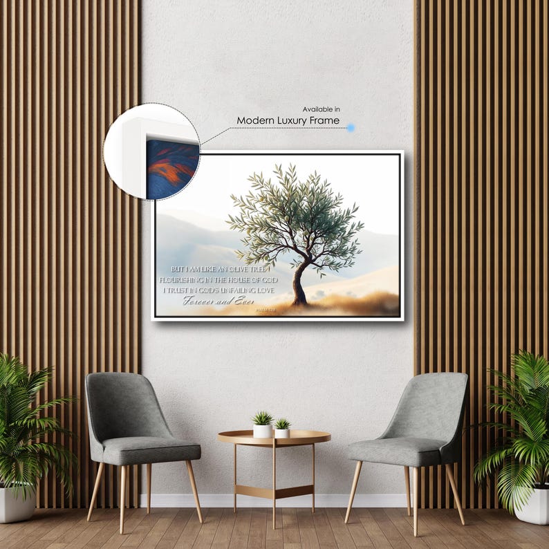 Olive Tree Scripture Wall Art | Psalm 52:8 Christian Canvas Print ...