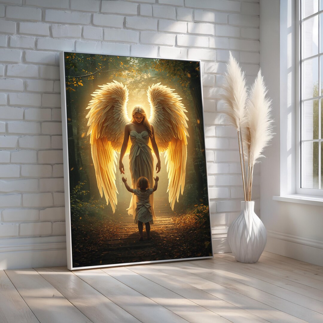 Guardian Angel Protecting Child | Angel Canvas Wall Art & Poster ...