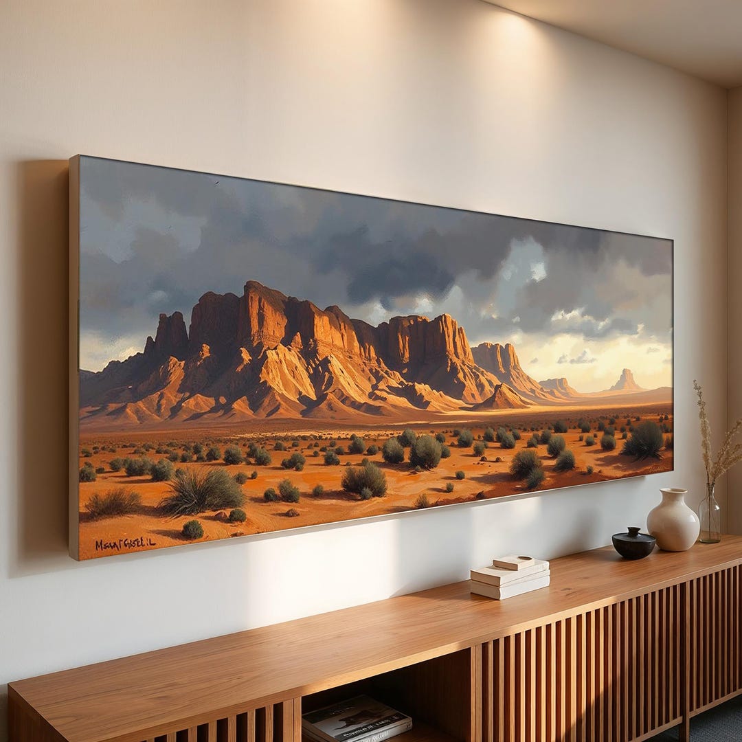 Panoramic Desert Landscape Wall Art Western Canyon Print Rustic Nature ...