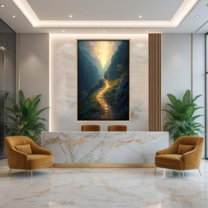 Golden Mountain Path Canvas Wall Art | Inspirational Nature Poster ...