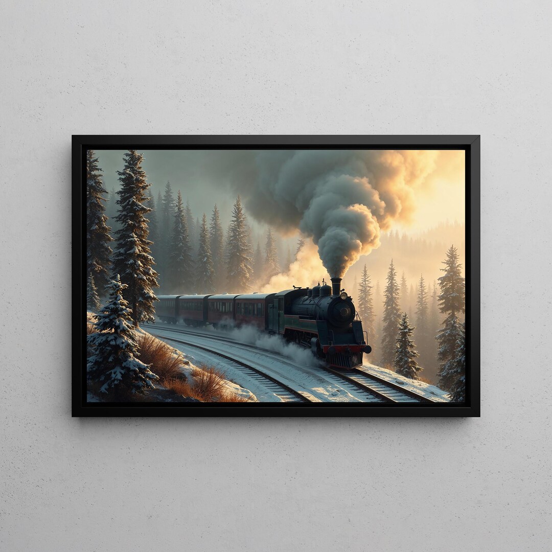 Vintage Steam Train Wall Art Canvas Print | Winter Mountain Railway ...