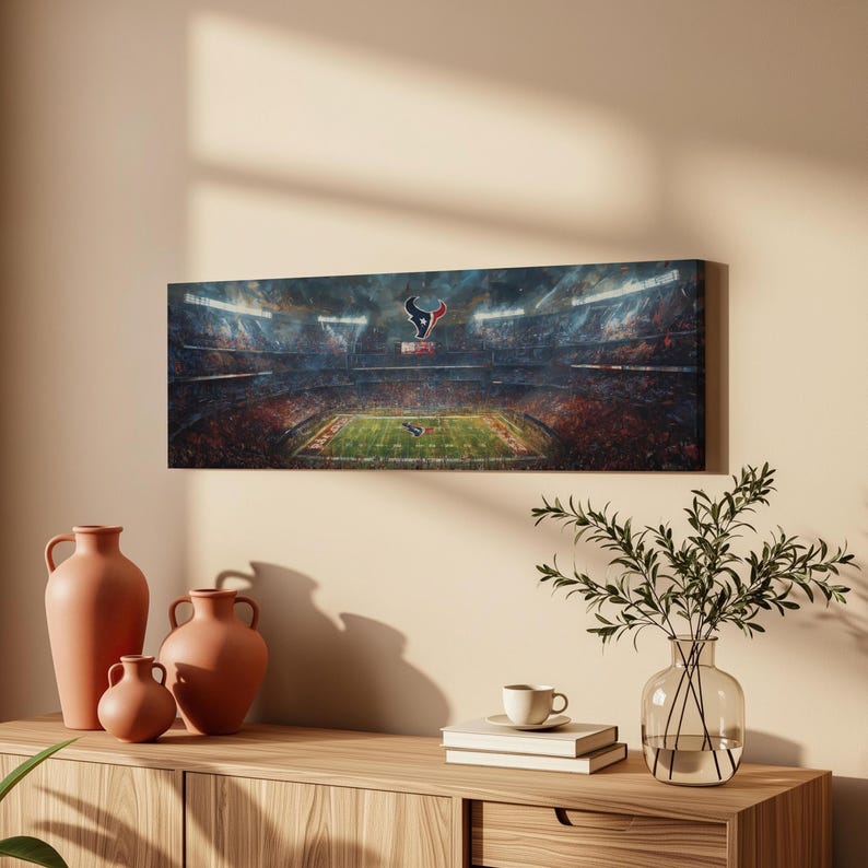 Panoramic Football Stadium Canvas Wall Art | Packed Game Day Arena ...