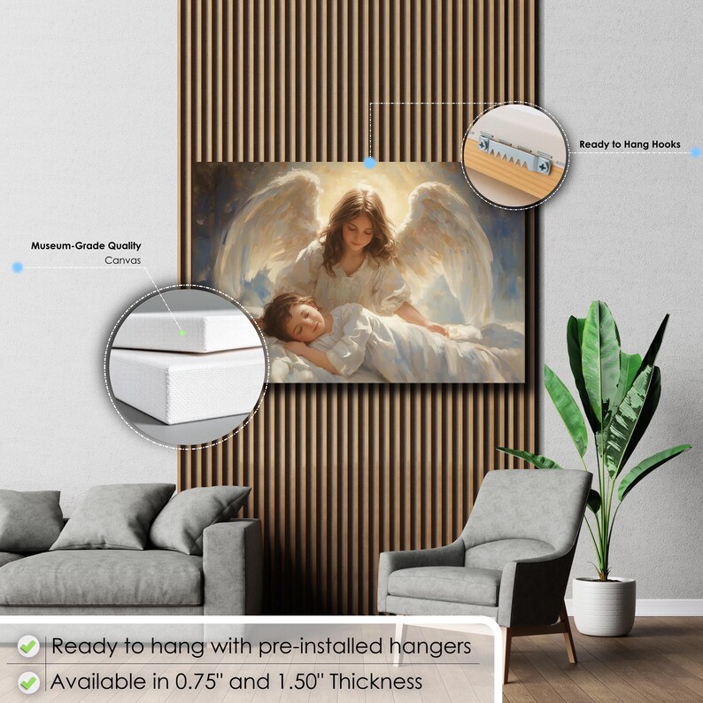 Guardian Angel Watching Over Child Canvas Wall Art | Comforting ...
