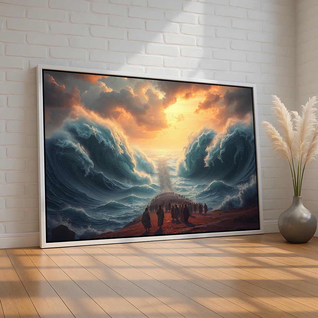 Parting of the Red Sea | Dramatic Biblical Wall Art | Christian Canvas ...