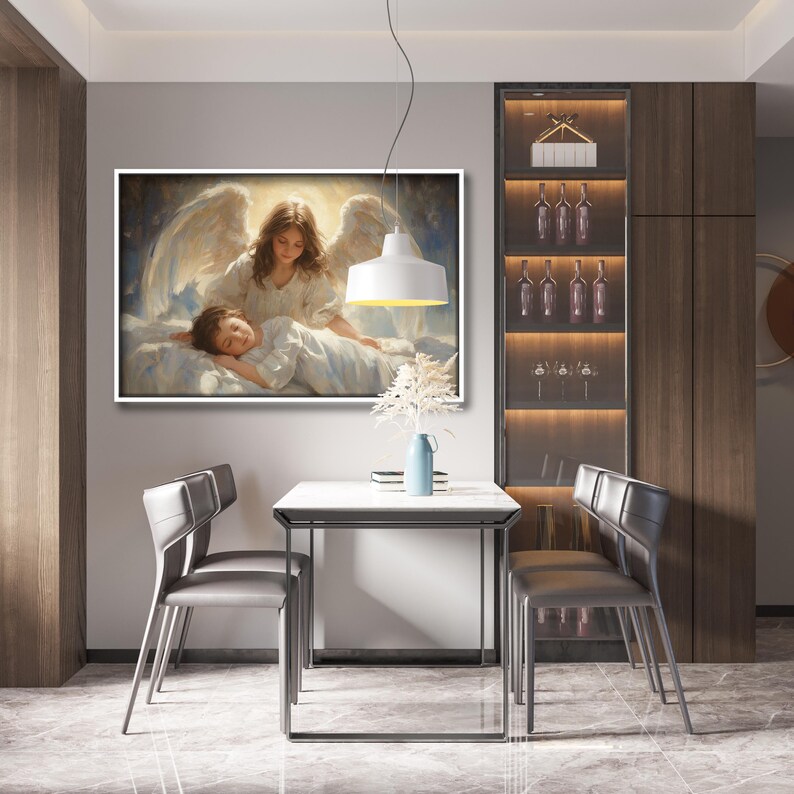 Guardian Angel Watching Over Child Canvas Wall Art | Comforting ...