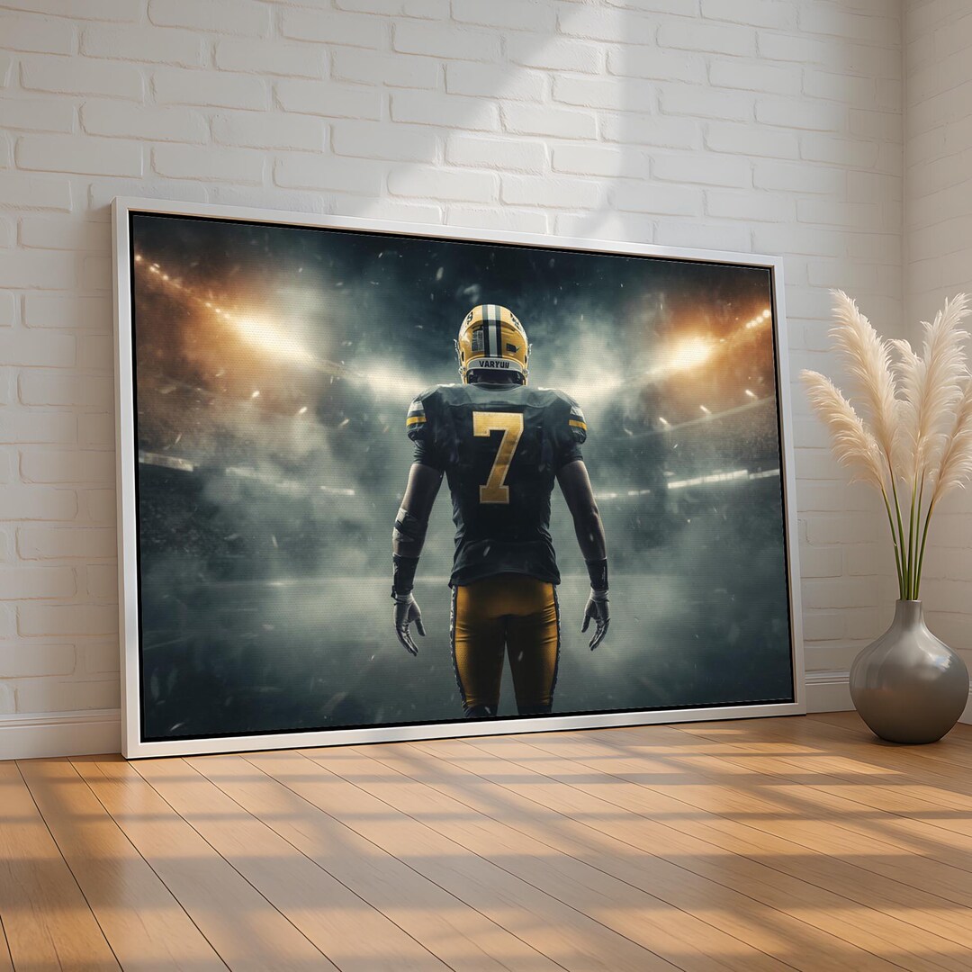 Football Player Number 7 Canvas Wall Art | Cinematic Stadium Poster ...