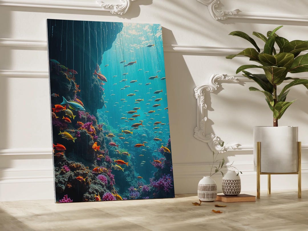 Deep Sea Portrait Wall Art Vibrant Underwater Canvas Tropical Fish ...