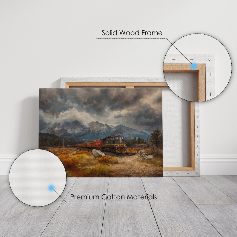 Mountain Train Canvas Wall Art | Powerful Locomotive Landscape Artwork ...