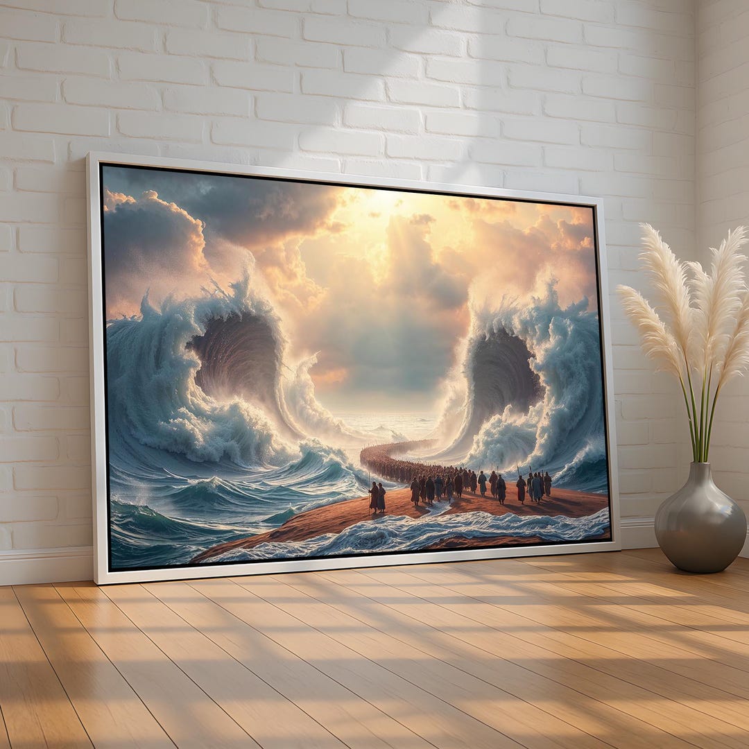 Parting of the Red Sea Wall Art | Moses Leading Exodus Canvas ...