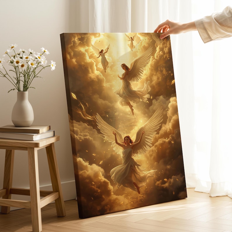 Heavenly Angels Ascending Art | Christian Canvas Wall Art Poster ...