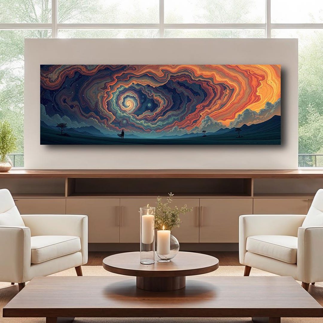 Cosmic Spiral Sky With Celestial Swirls | Surreal Landscape Wall Art ...