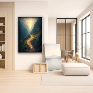 Golden Mountain Path Canvas Wall Art | Inspirational Nature Poster ...