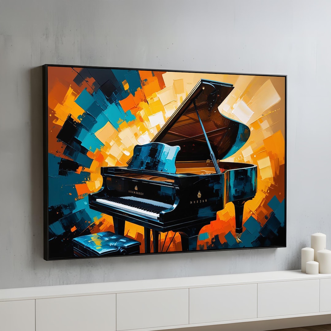 Abstract Piano Portrait Canvas Wall Art | Colorful Grand Piano ...
