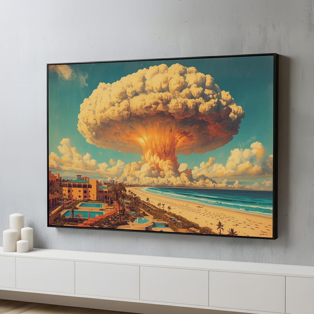 Surreal Nuclear Explosion Landscape | Apocalyptic Coastal Canvas Wall ...