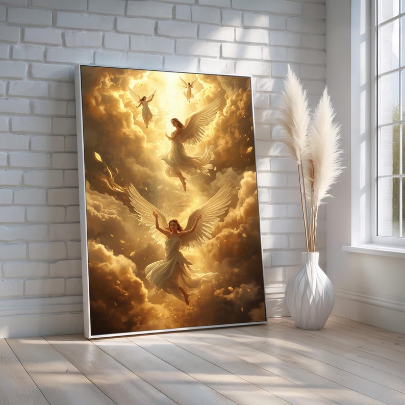 Heavenly Angels Ascending Art | Christian Canvas Wall Art Poster ...