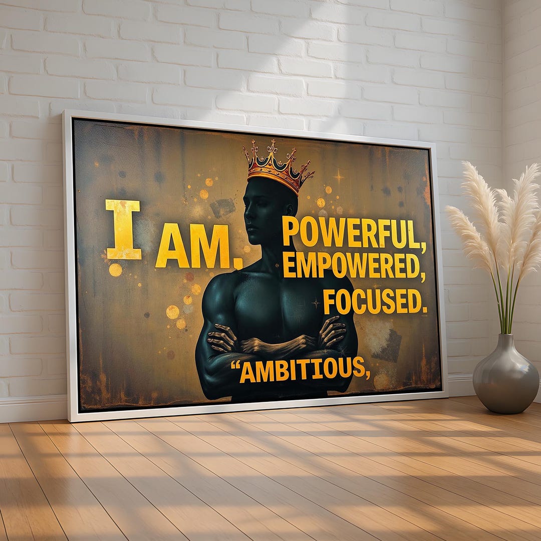 I AM Motivational Wall Art | Powerful Affirmation Canvas for Men ...
