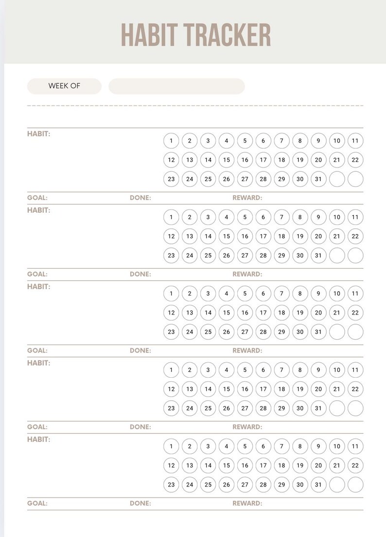 Habit Tracker, Digital Planner, Goal Setting Journal, Daily Journal ...