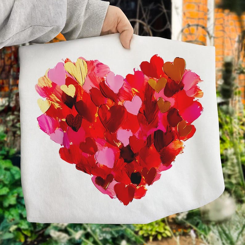 Abstract Brushstroke Heart PNG, Red Pink Painted Hearts Art, Romantic ...