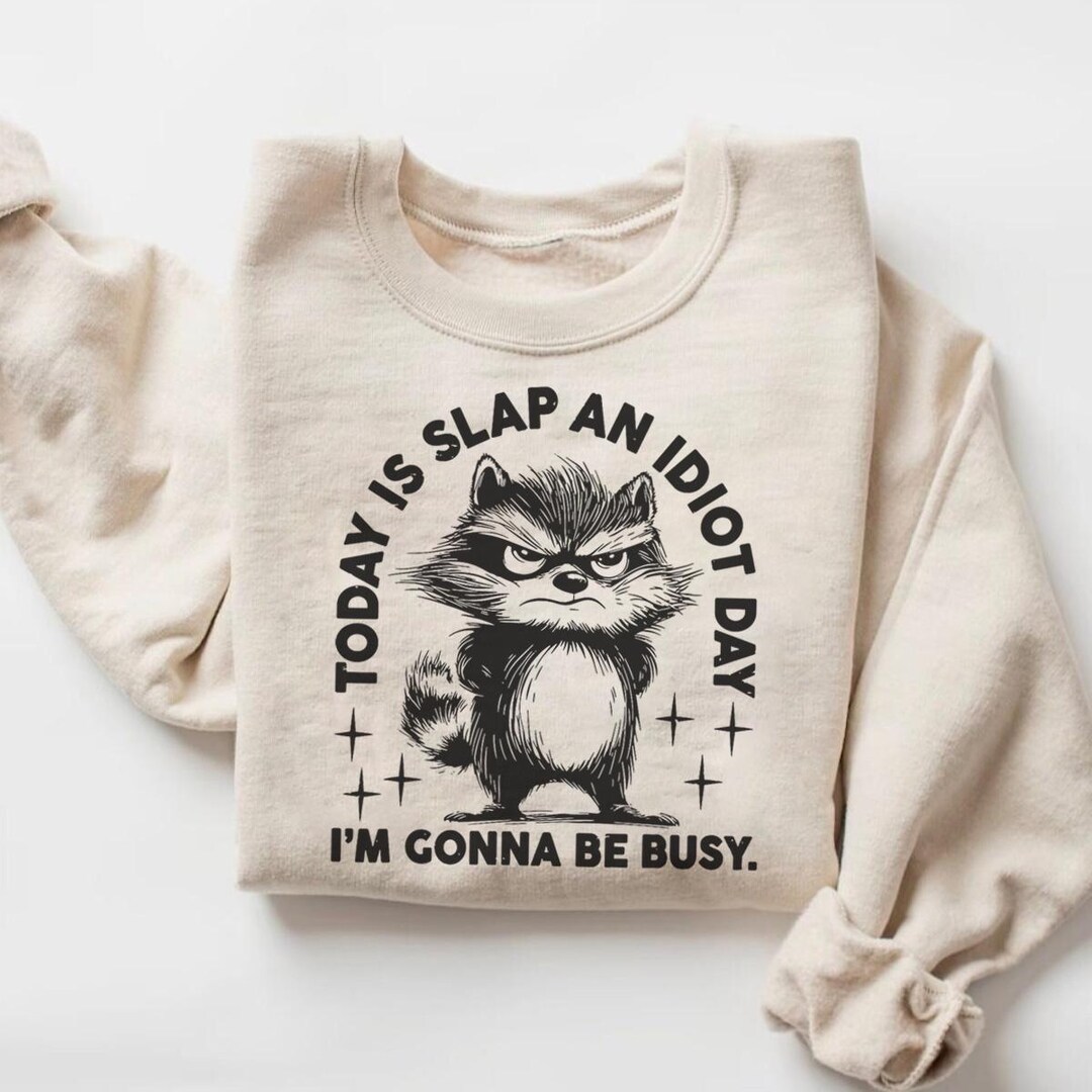 Today is Slap an Idiot Day PNG, Funny Raccoon Design Png, Adult Humor ...