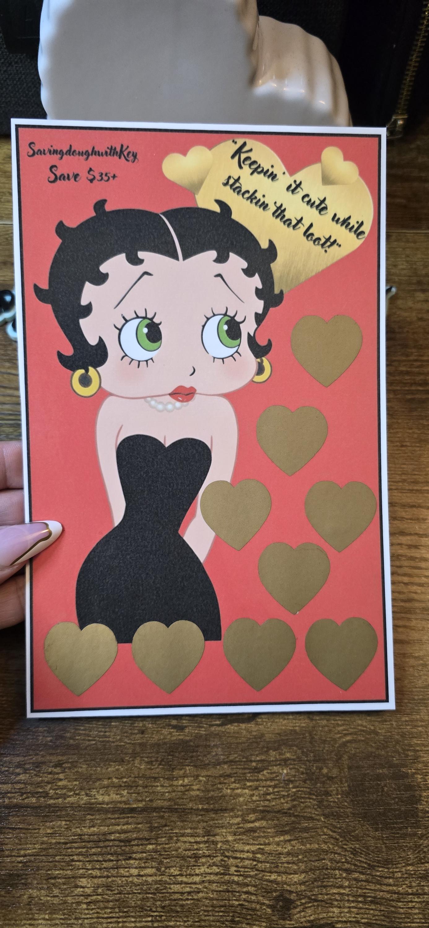 Betty Boop Scratch off Savings Challege, Cash Stuffing, Laminated ...