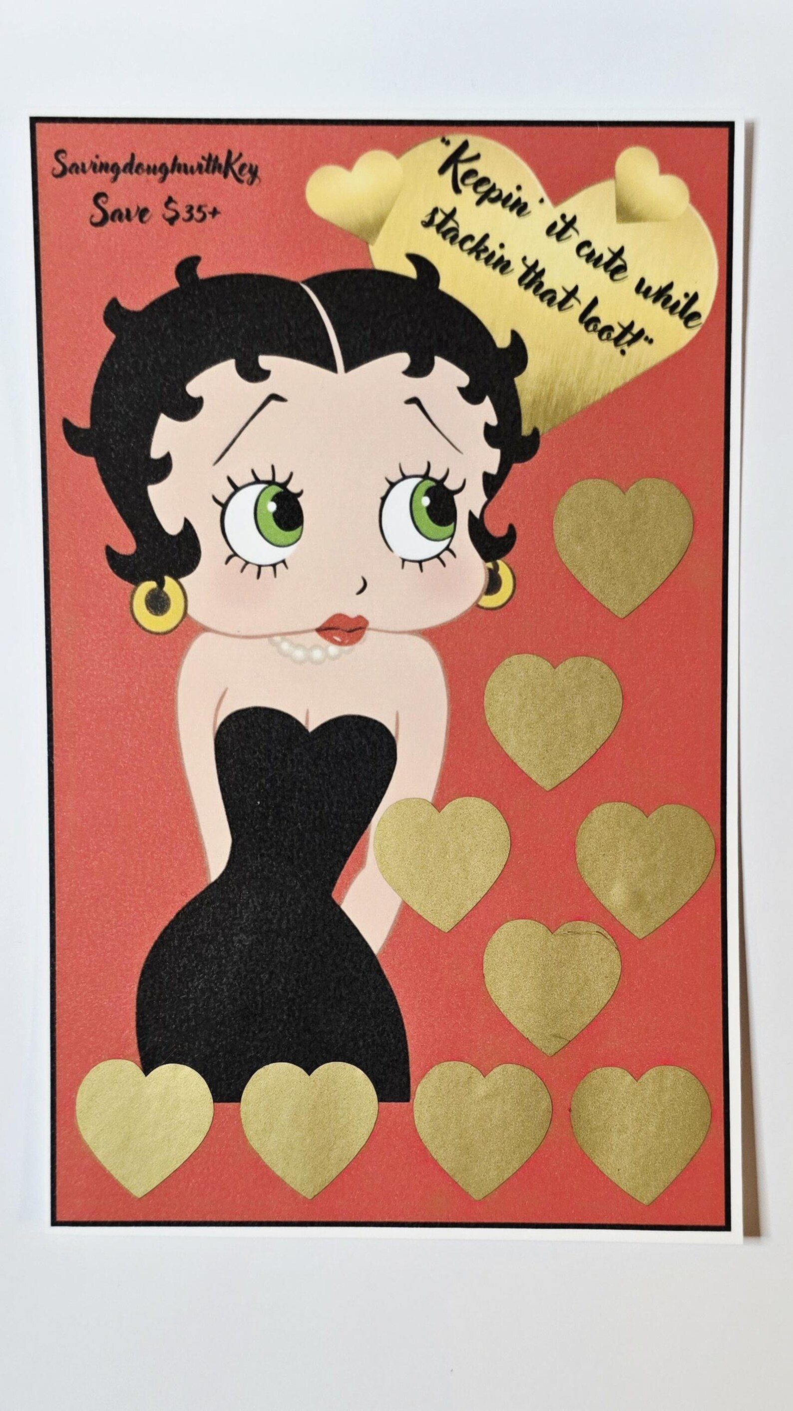 Betty Boop Scratch off Savings Challege, Cash Stuffing, Laminated ...