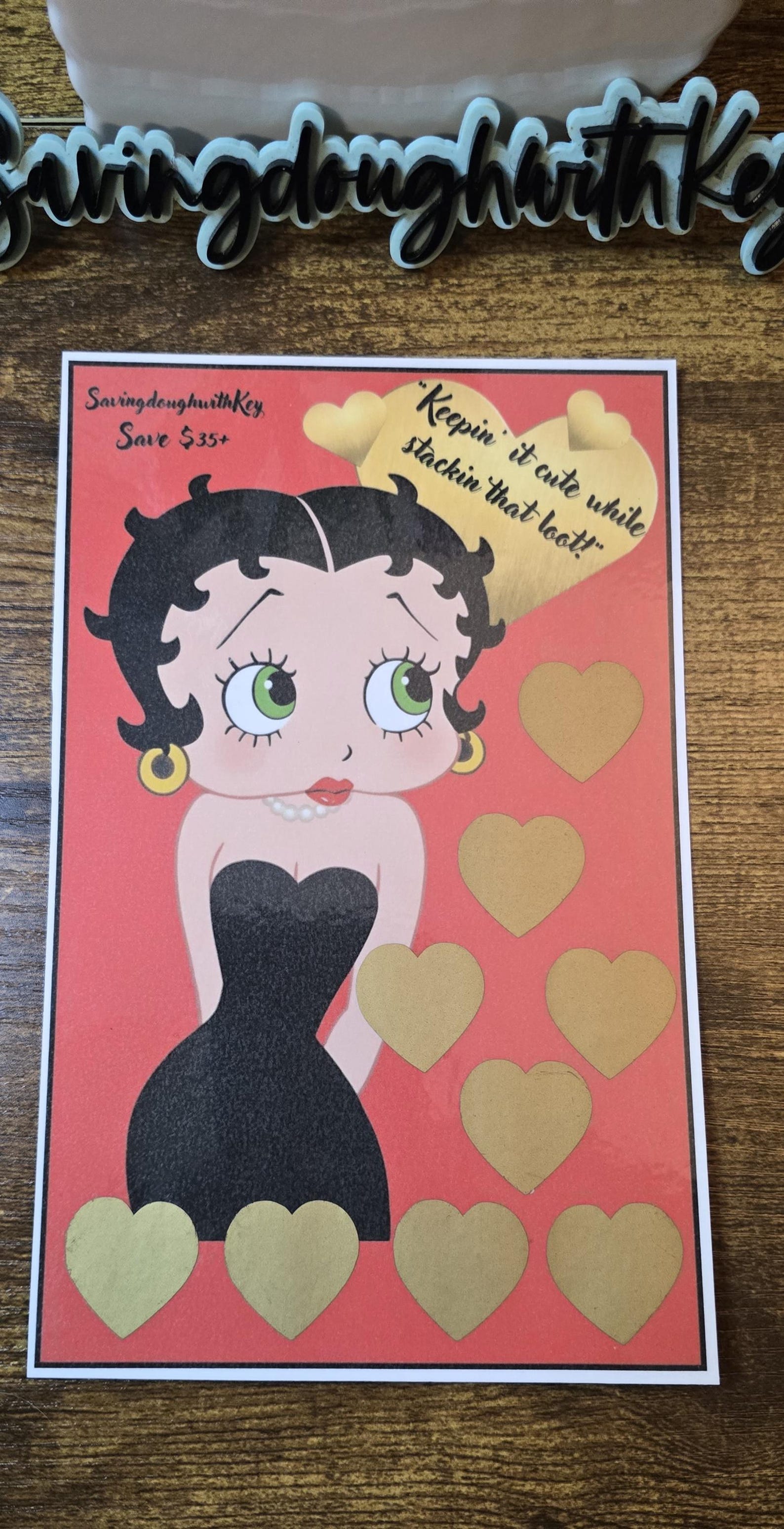 Betty Boop Scratch off Savings Challege, Cash Stuffing, Laminated ...