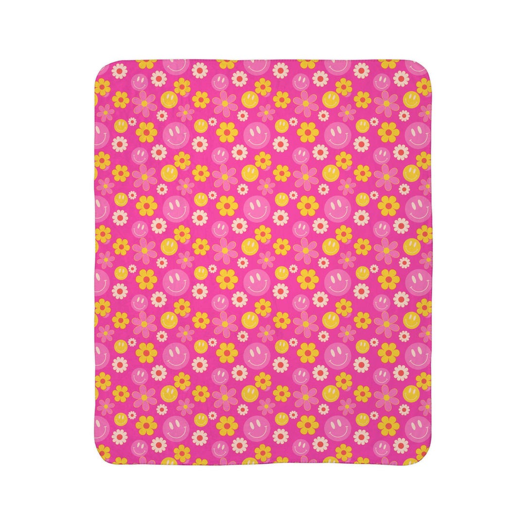 Smiley Floral Fleece Sherpa Blanket - Etsy