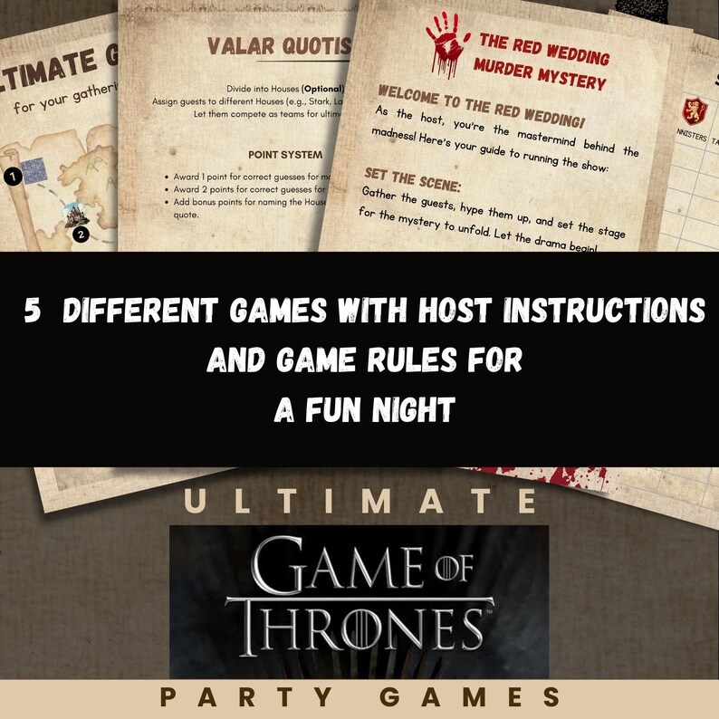 Game of Thrones Party Games: Epic Night in Westeros (PDF) - Etsy