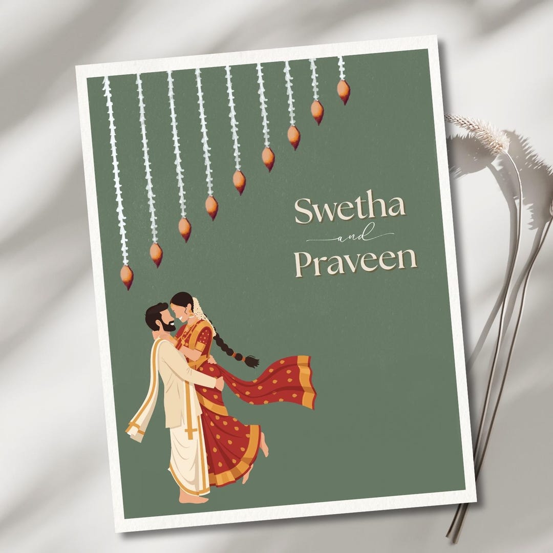 South Indian Wedding Invite: Elegant Vintage Tamil E-invite - Etsy