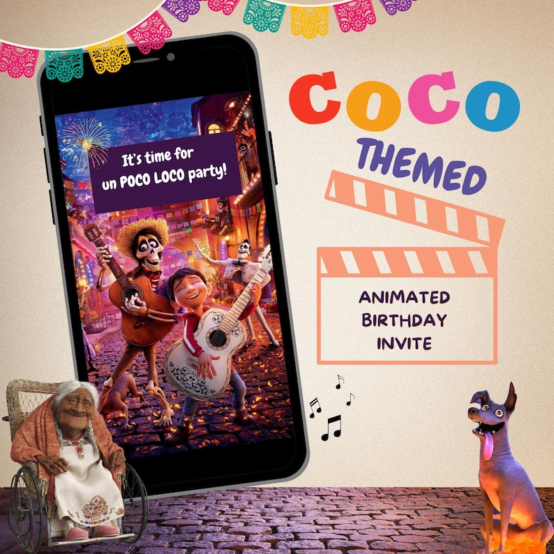 Coco Animated Birthday Invite Video Coco Video Invite Birthday ...