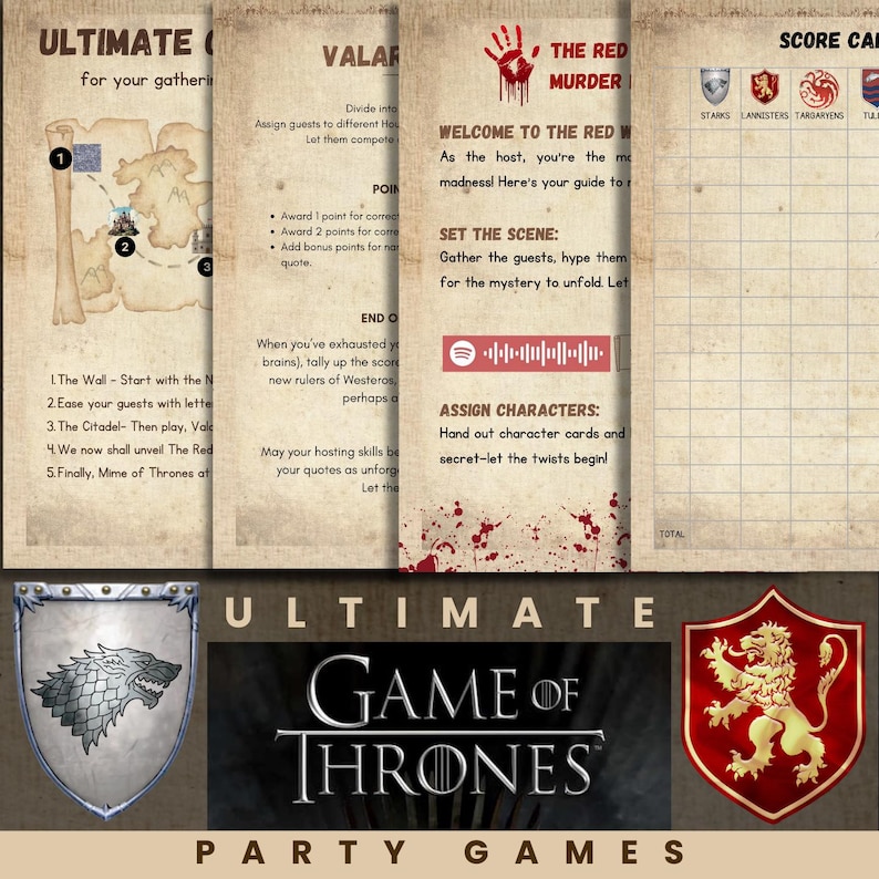 Game of Thrones Party Games: Epic Night in Westeros (PDF) - Etsy