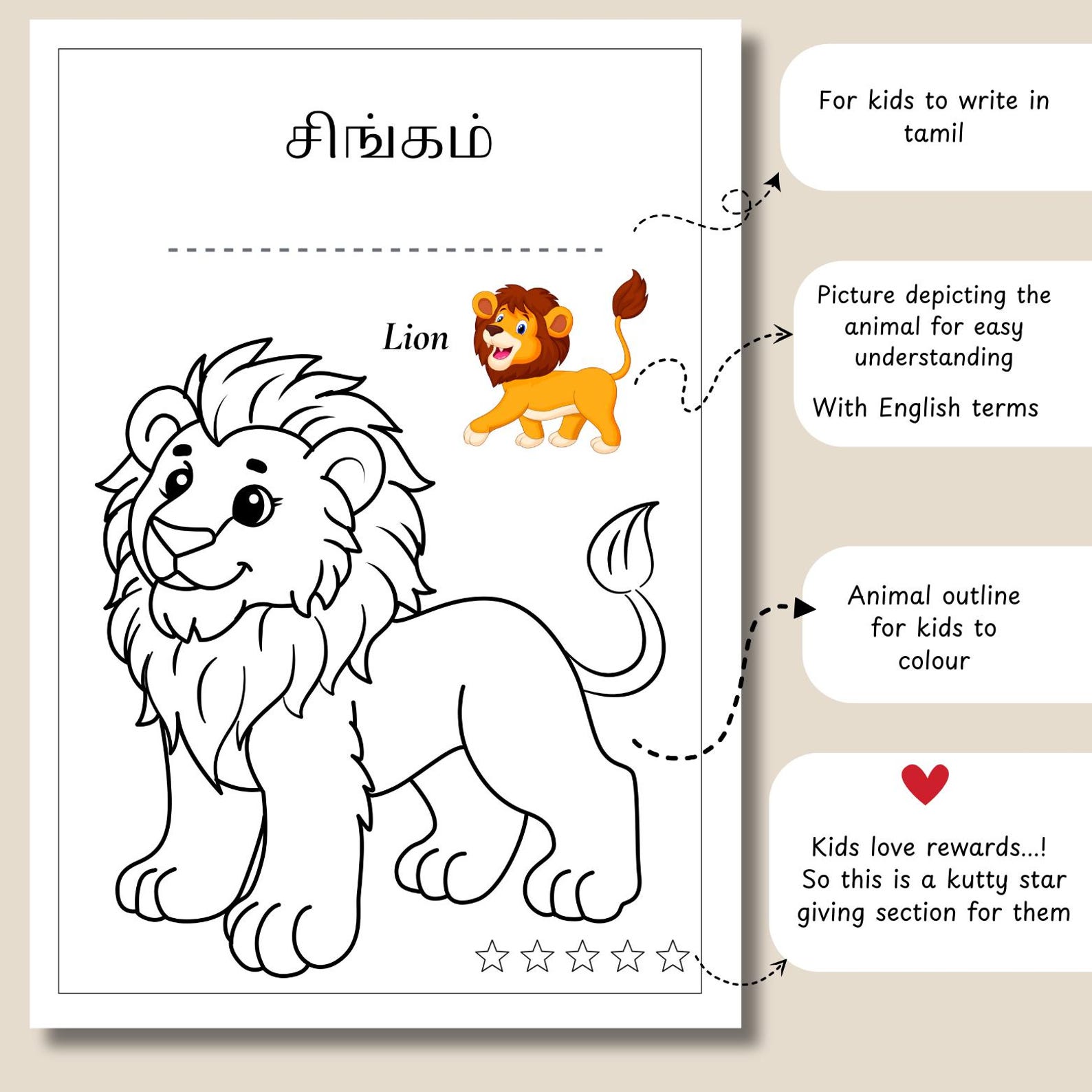 Tamil Learning Workbook: Animals, Birds & Transport Coloring Pages ...