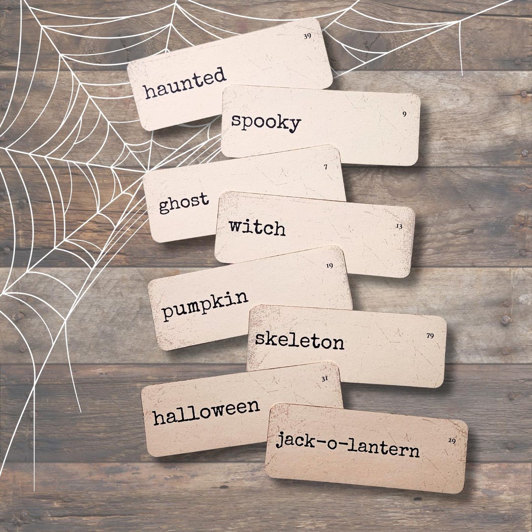 Vintage Halloween Flashcards: Spooky Handmade Decor - Witch, Ghost ...