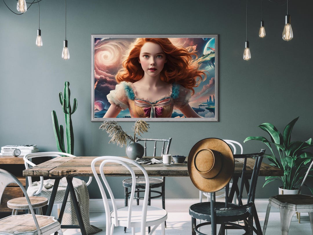 Vintage Girl Poster, Fantasy Red-haired Woman Poster,mystical Digital ...