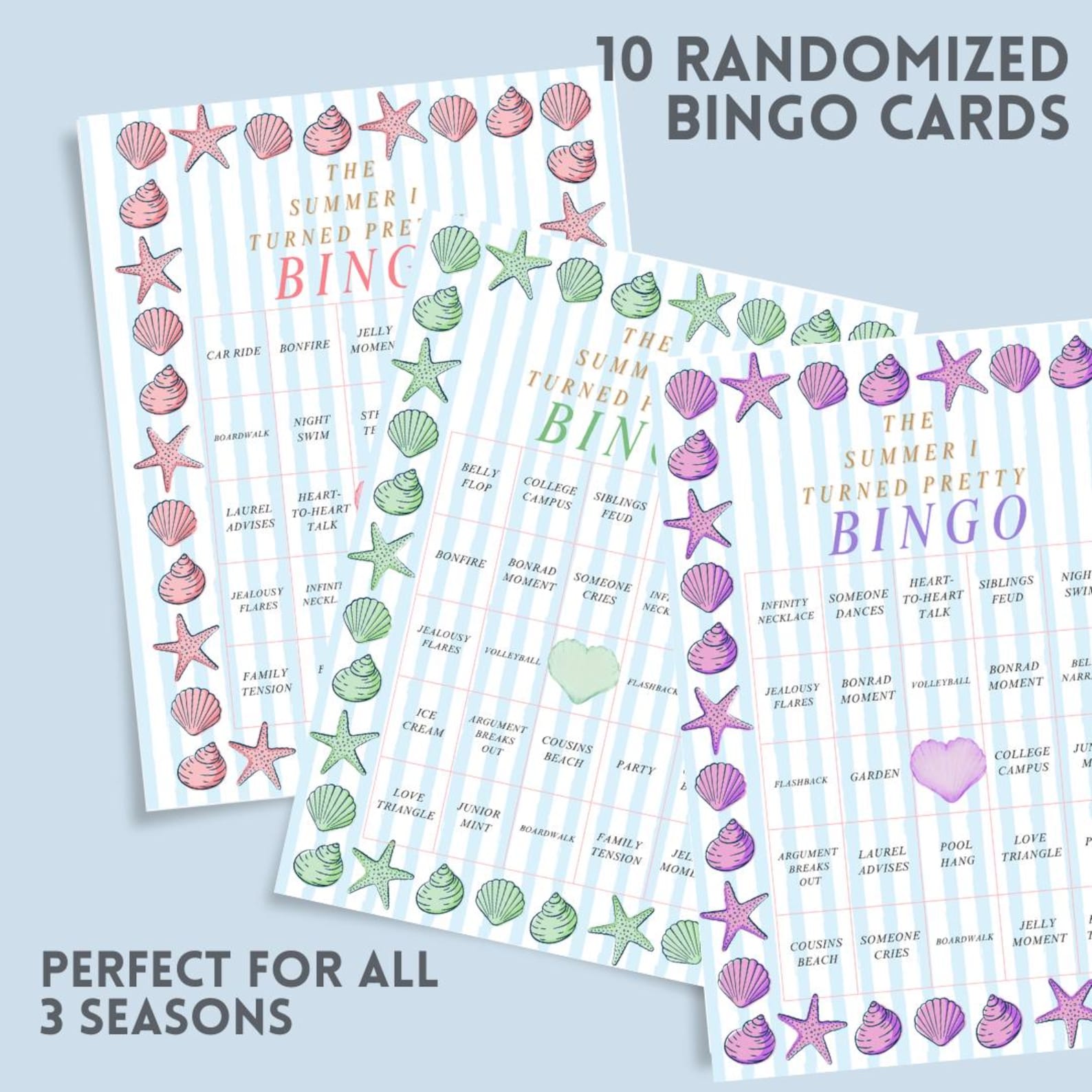 The Summer I Turned Pretty Bingo Game, Digital Download, TV Theme, 10 ...