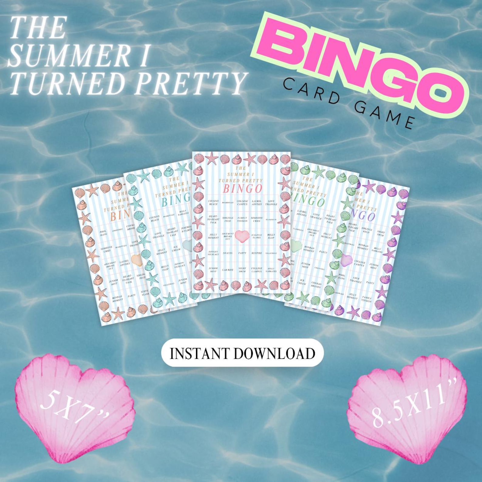 The Summer I Turned Pretty Bingo Game, Digital Download, TV Theme, 10 ...