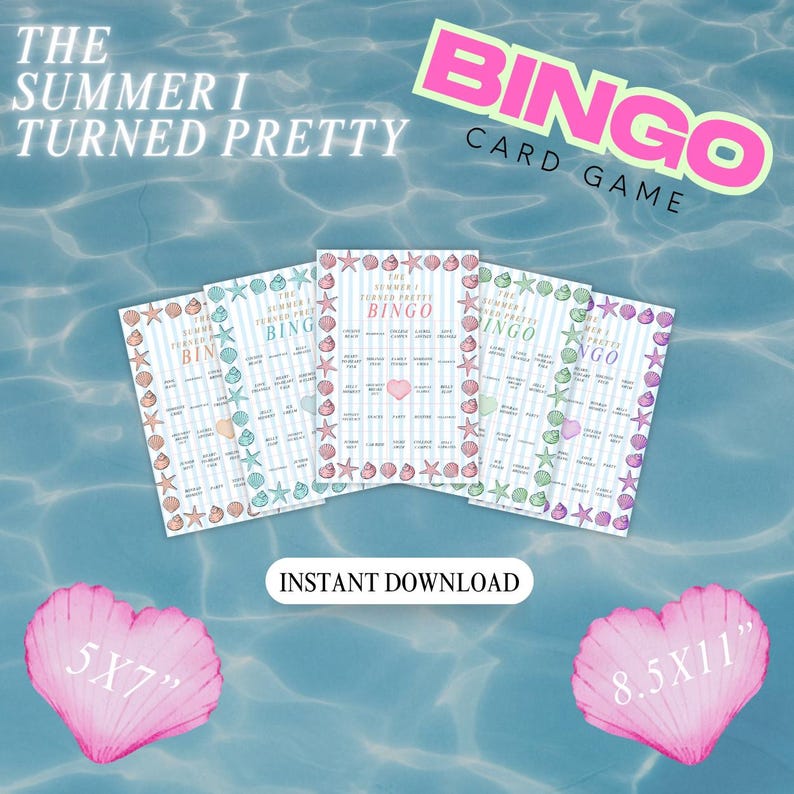 The Summer I Turned Pretty Bingo Game, Digital Download, TV Theme, 10 ...