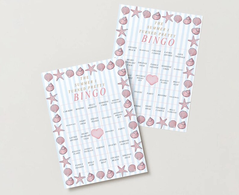 The Summer I Turned Pretty Bingo Game, Digital Download, TV Theme, 10 ...