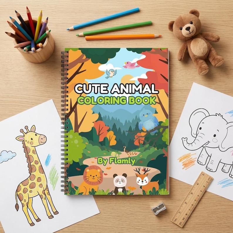 Cute Animal Coloring Book | Kids Printable Coloring Pages (digital ...