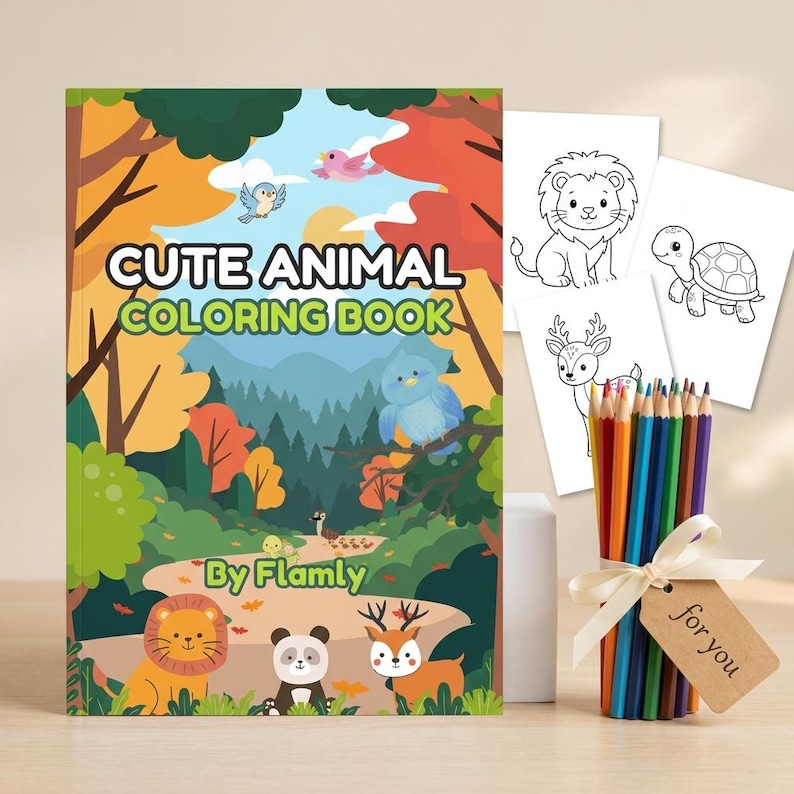 Cute Animal Coloring Book | Kids Printable Coloring Pages (digital ...