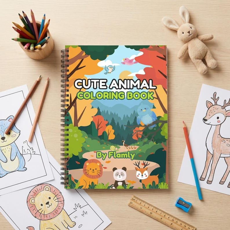 Cute Animal Coloring Book | Kids Printable Coloring Pages (digital ...