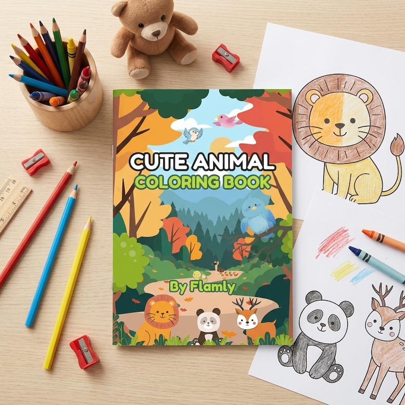 Cute Animal Coloring Book | Kids Printable Coloring Pages (digital ...